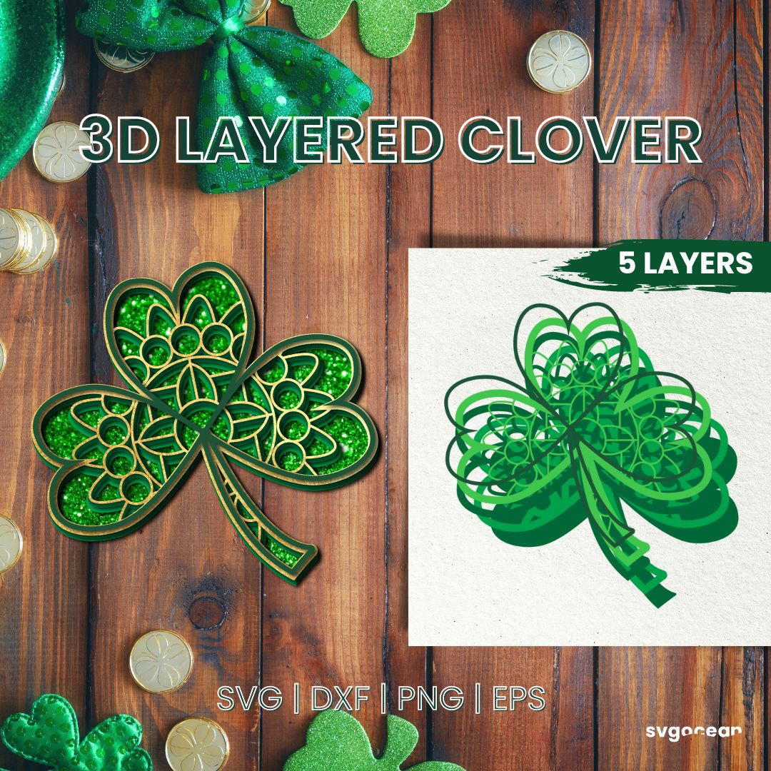 3D Layered Clover Mandala SVG Free vector for instant download - Svg ...