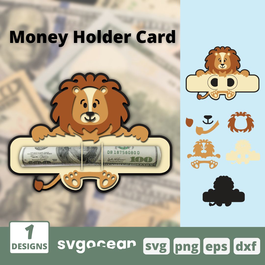 Lion Money Holder Card SVG vector for instant download - Svg Ocean ...