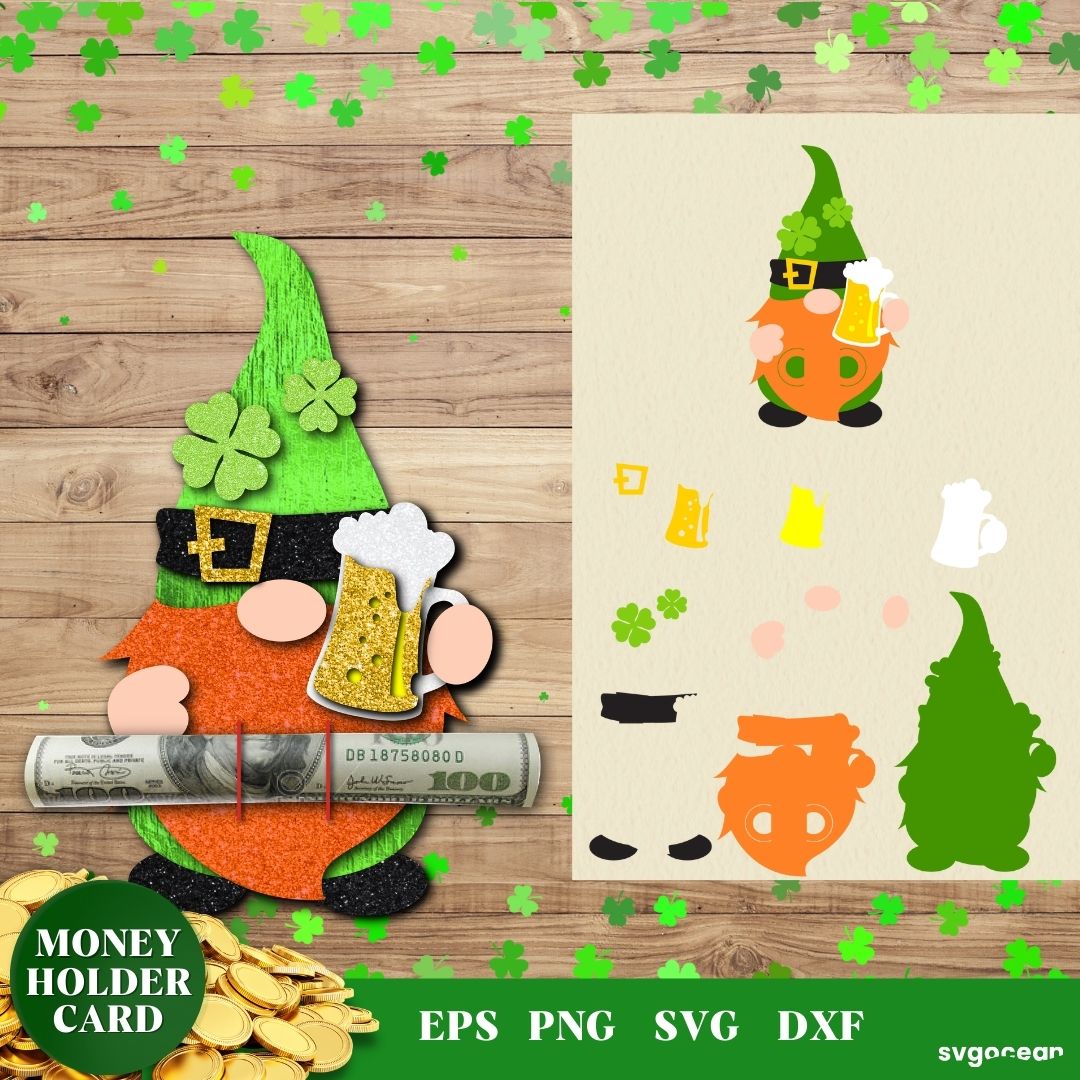 3D St Patrick's Day Leprechaun Money Holder SVG vector for instant ...