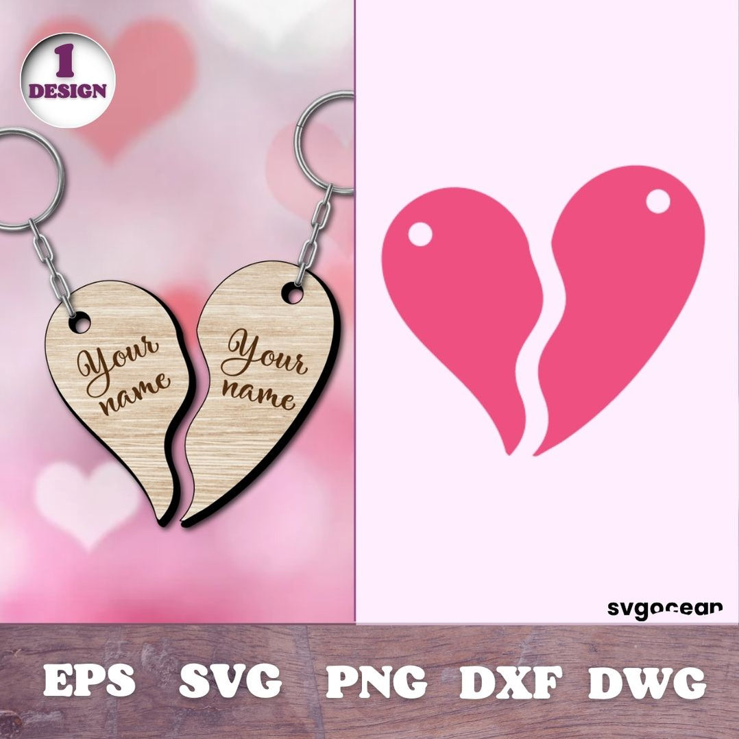Two Hearts Puzzle Couple Keychains Laser Cut — svgocean