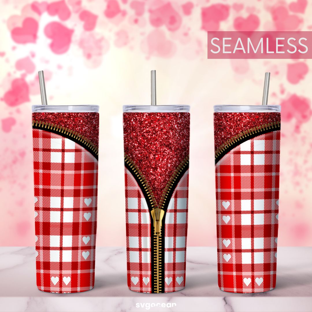 Red Plaid Zipper Design Tumbler Sublimation vector for instant download ...
