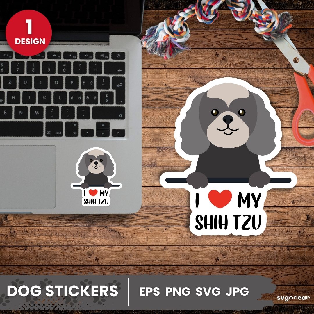Shih Tzu Sticker SVG vector for instant download - Svg Ocean — svgocean