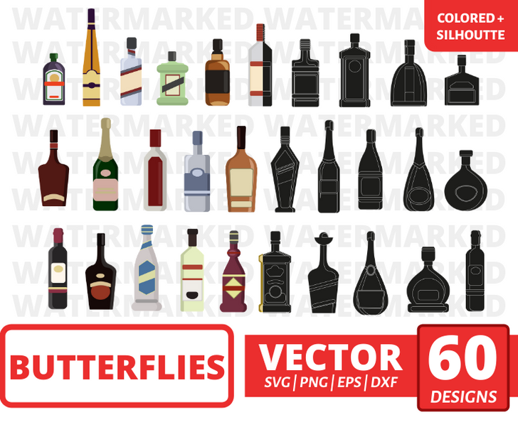 Alcohol bottles SVG bundle vector for instant download - Svg Ocean ...