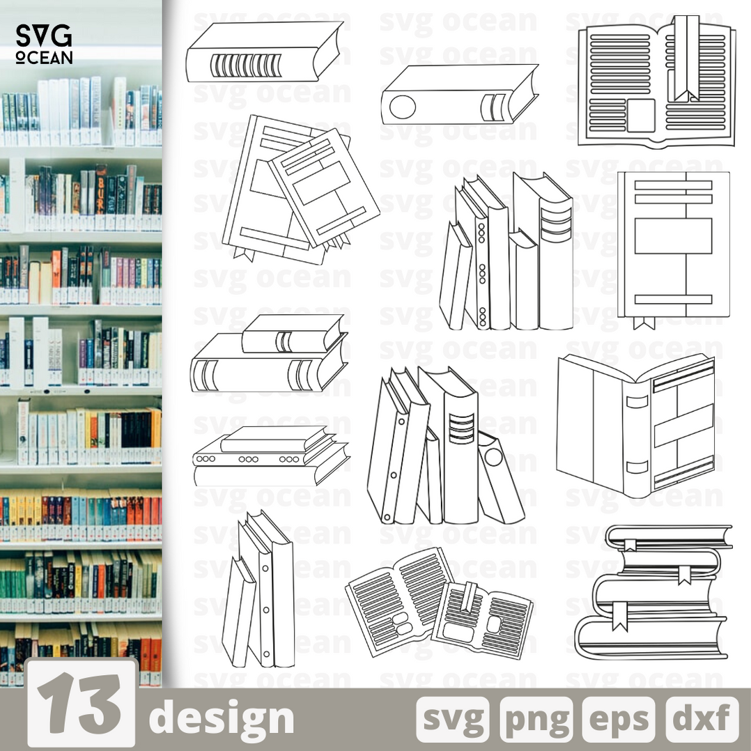 Books SVG bundle vector for instant download - Svg Ocean — svgocean