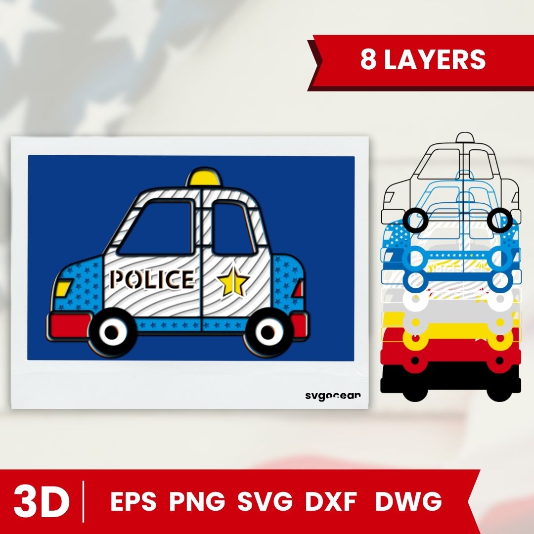 Police Car Layered Cut File vector for instant download - Svg Ocean ...