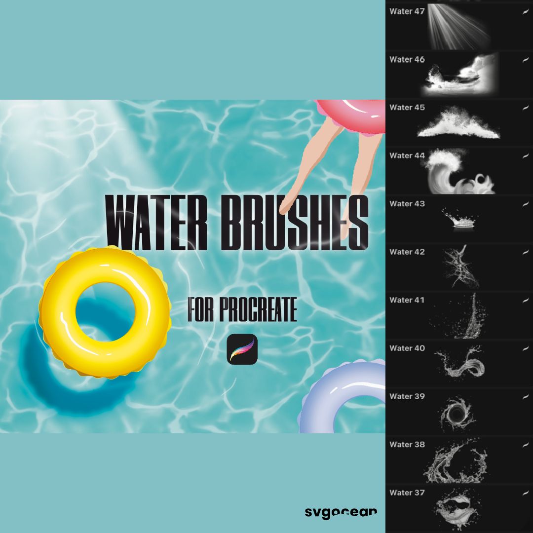 Water Procreate Brushes vector for instant download - Svg Ocean — svgocean