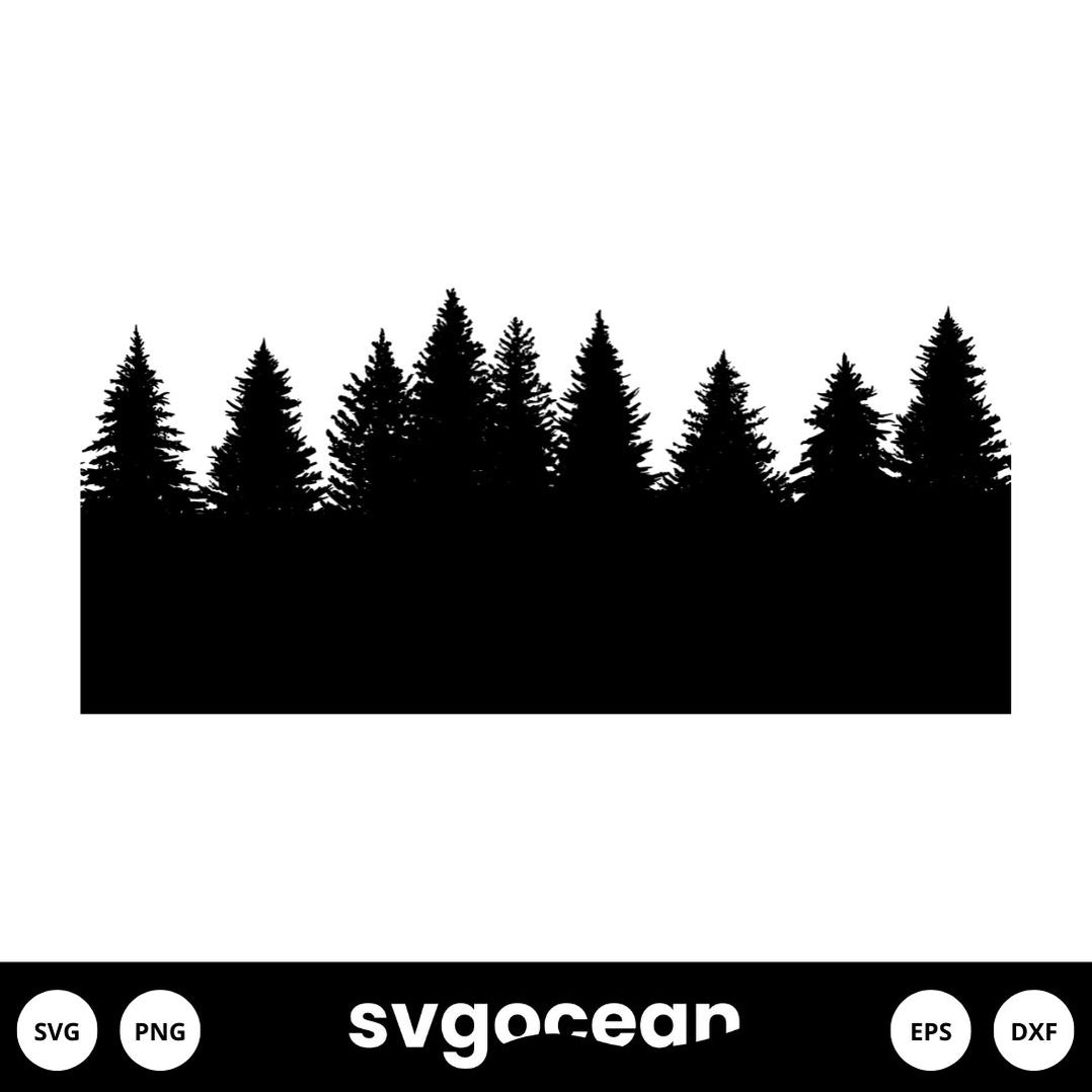 Treeline Silhouette Svg vector for instant download - Svg Ocean — svgocean