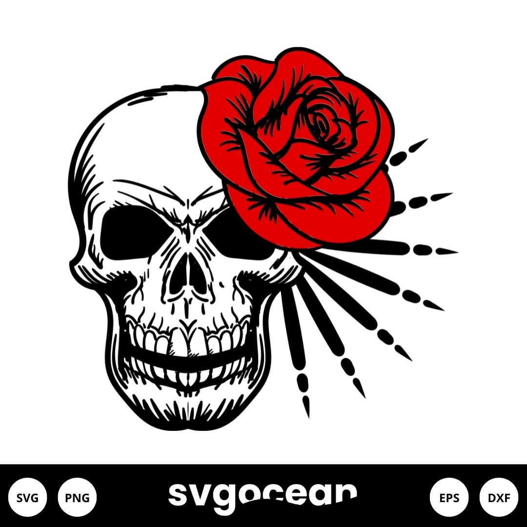 Skull With Roses SVG vector for instant download - Svg Ocean — svgocean