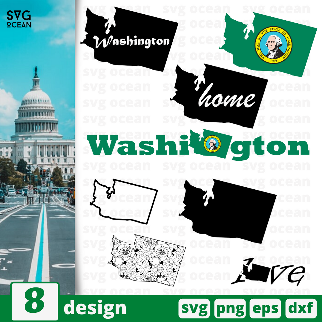 Washington SVG bundle vector for instant download - Svg Ocean — svgocean