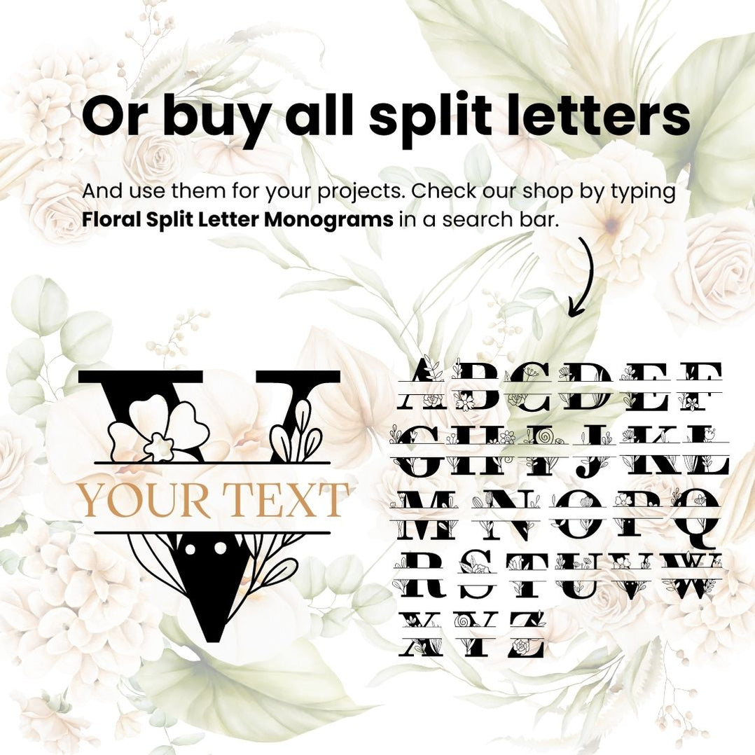 Herbal Split Monogram Letter V SVG vector for instant download - Svg ...