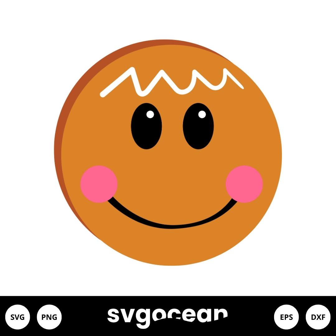 Gingerbread Face Svg vector for instant download - Svg Ocean — svgocean