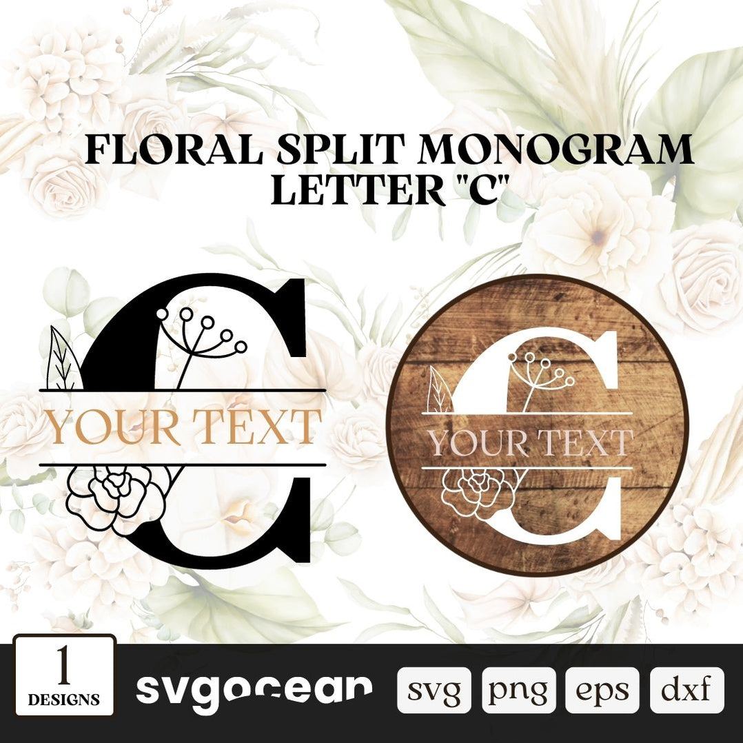 Split Letters Floral Monogram Alphabet Svg Bundle vector for instant download - Svg Ocean — svgocean
