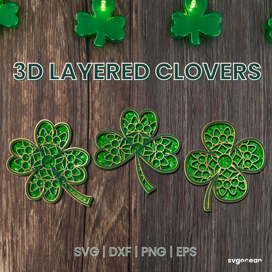 3D Clover SVG Bundle vector for instant download - Svg Ocean — svgocean