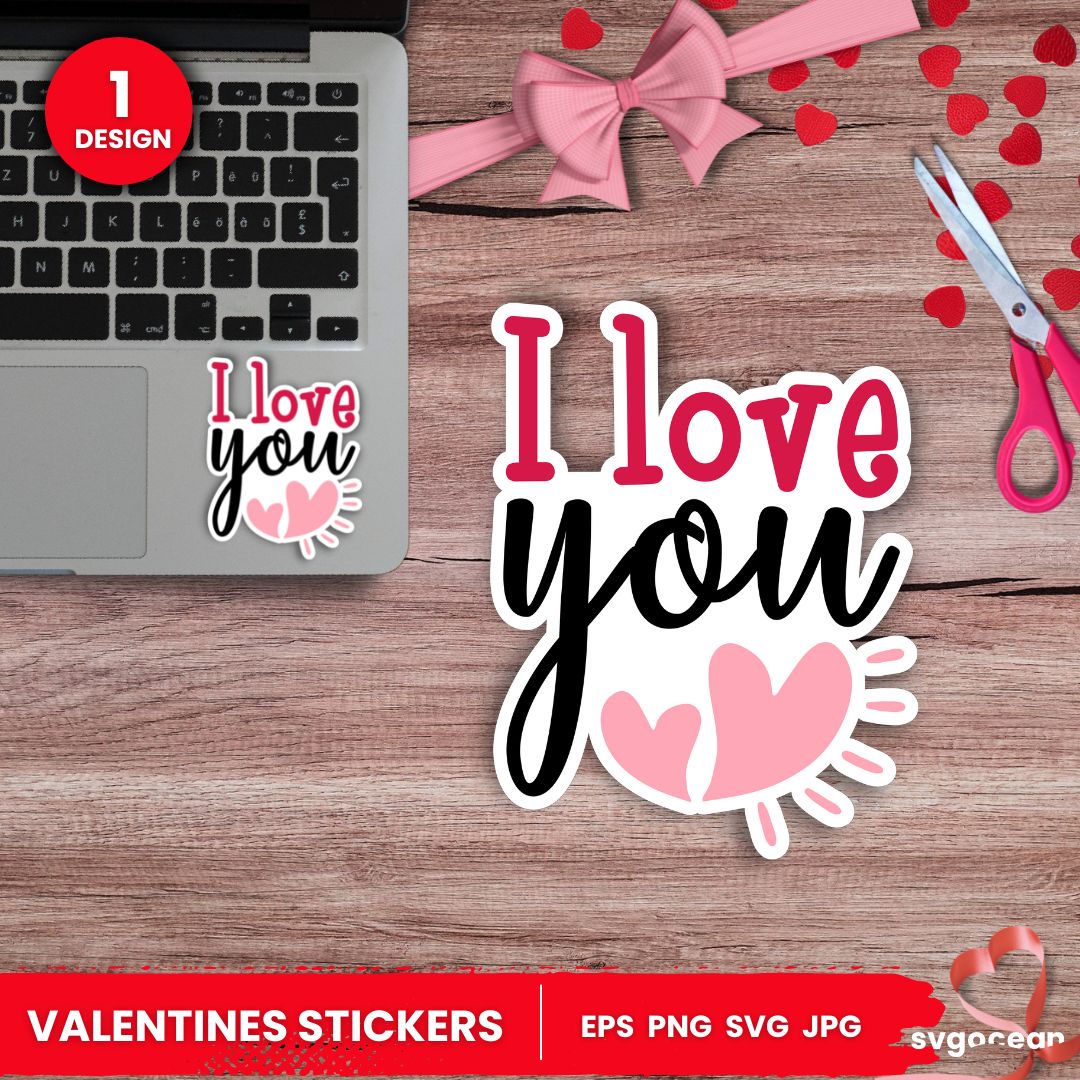 Free Valentine's Day Sticker I Love You vector for instant download ...