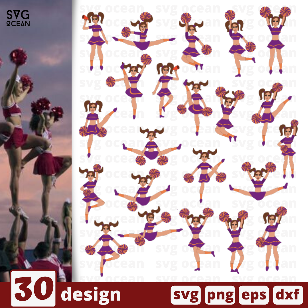 Cheerleader SVG bundle vector for instant download - Svg Ocean — svgocean