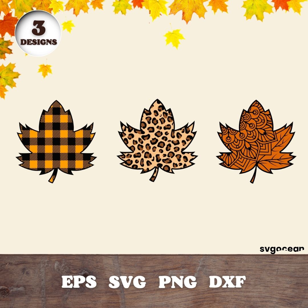 Fall Leaf Keychain Svg Bundle vector for instant download - Svg Ocean ...