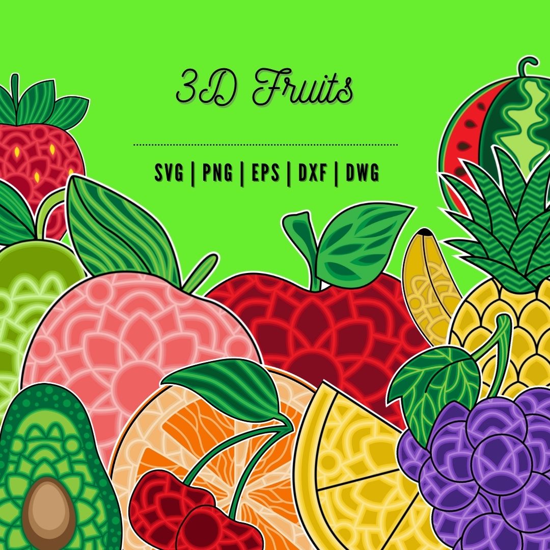 3D Fruits SVG Bundle vector for instant download - Svg Ocean — svgocean