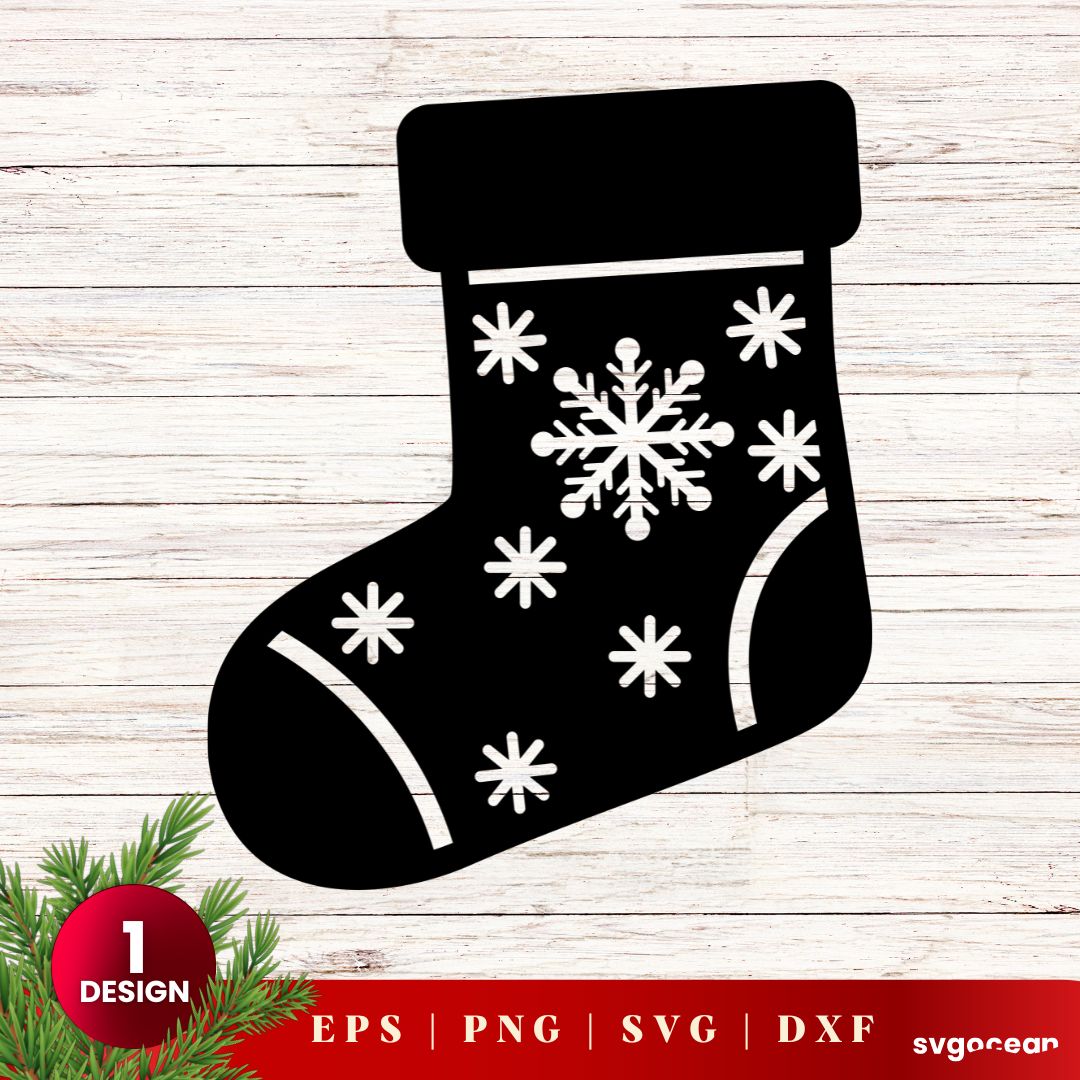Christmas Sock Cut File vector for instant download - Svg Ocean — svgocean