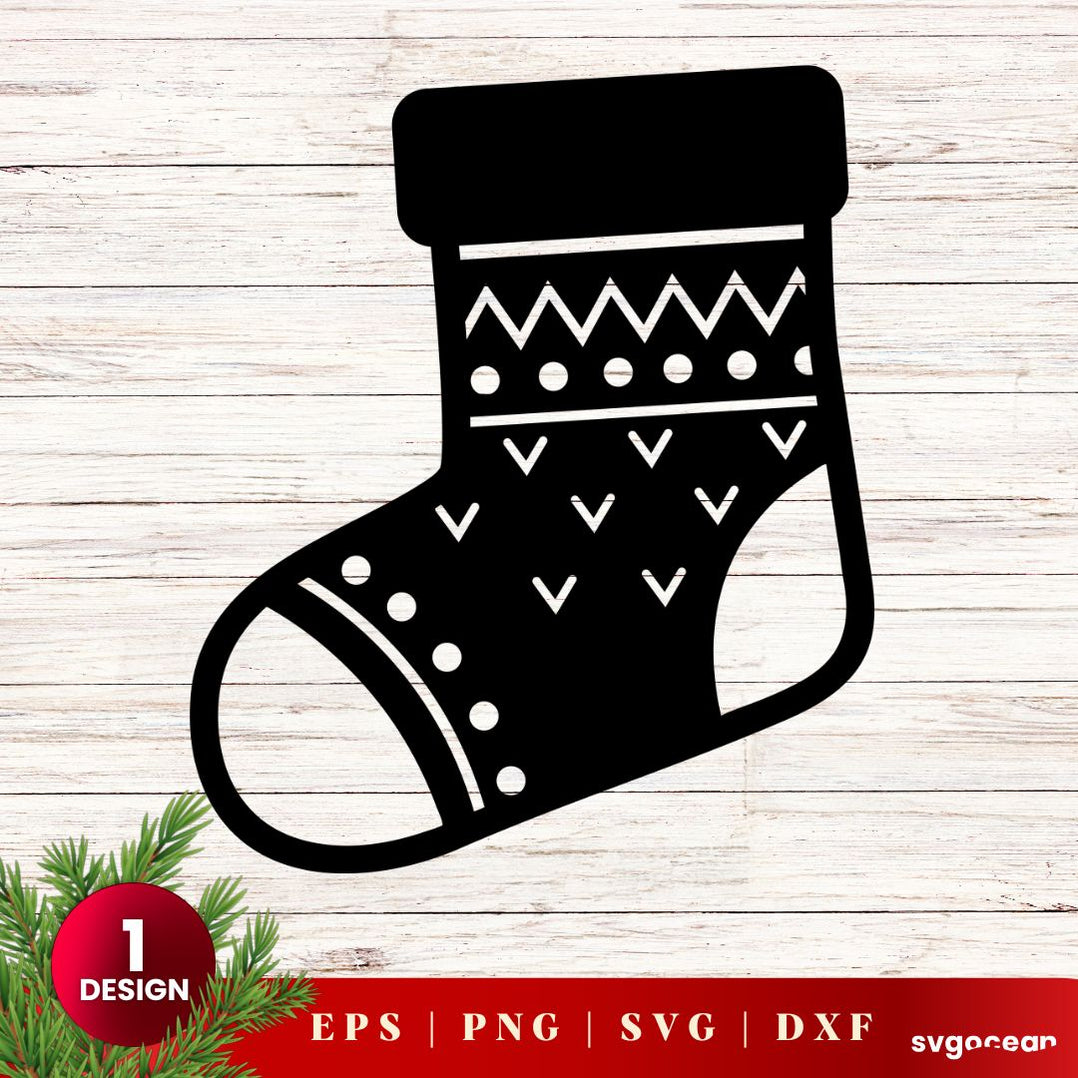 Christmas Sock Svg vector for instant download - Svg Ocean — svgocean