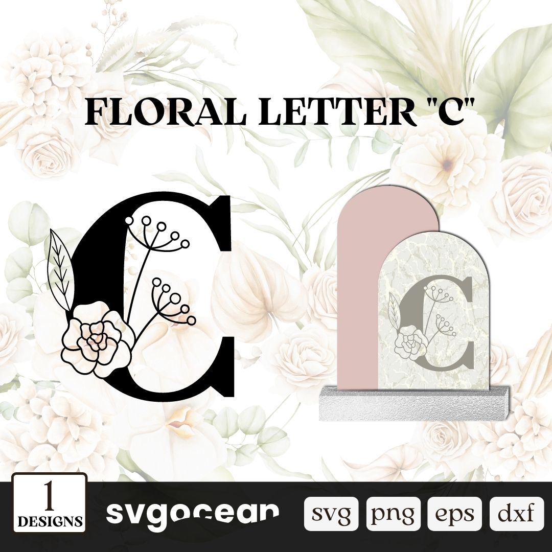 Flower Letter C SVG vector for instant download - Svg Ocean — svgocean