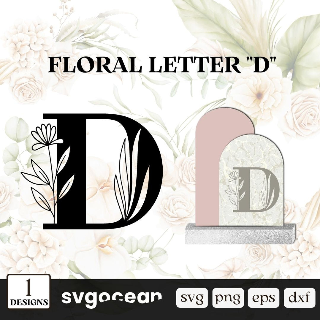 Botanical Letter D SVG vector for instant download - Svg Ocean — svgocean