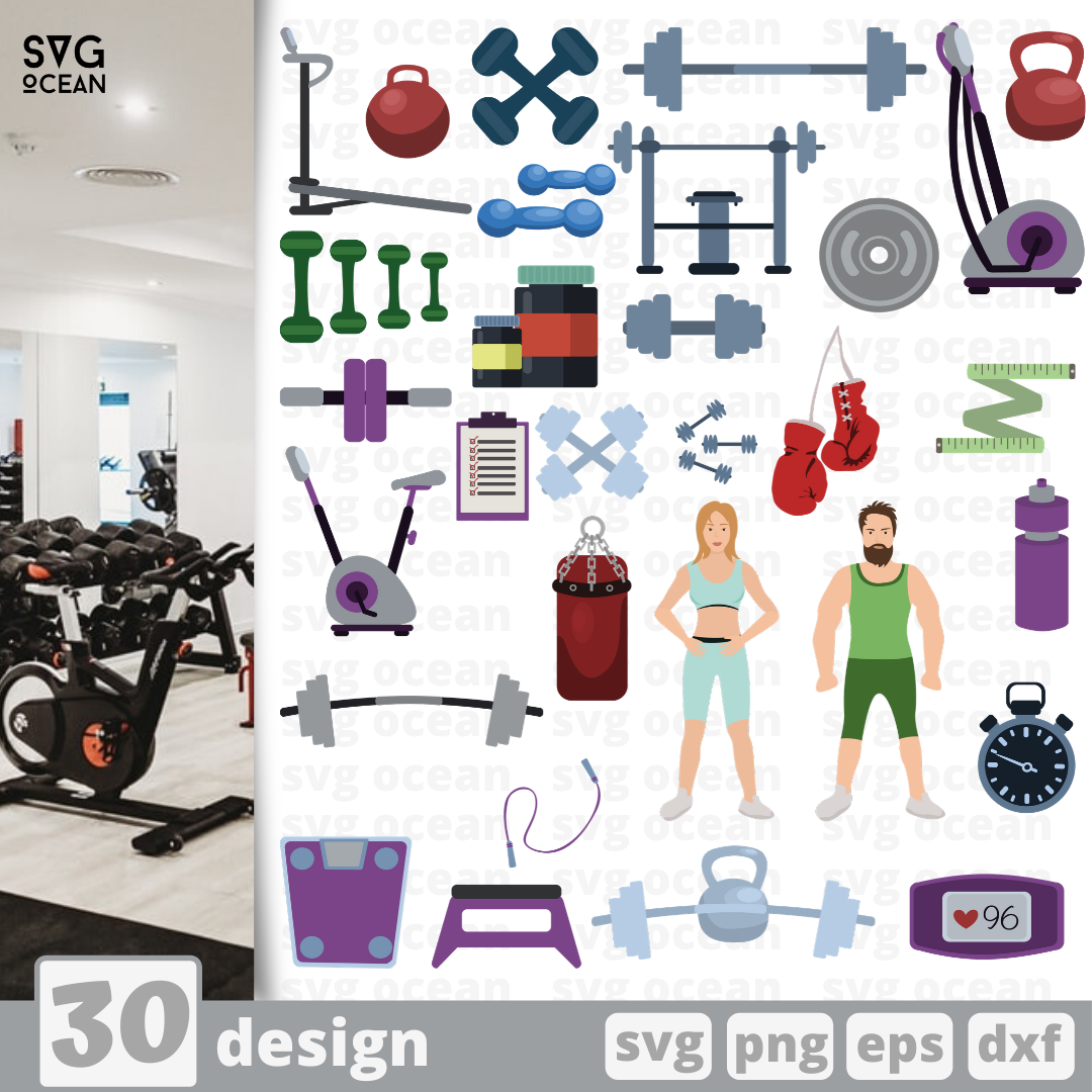 Gym SVG bundle vector for instant download - Svg Ocean — svgocean