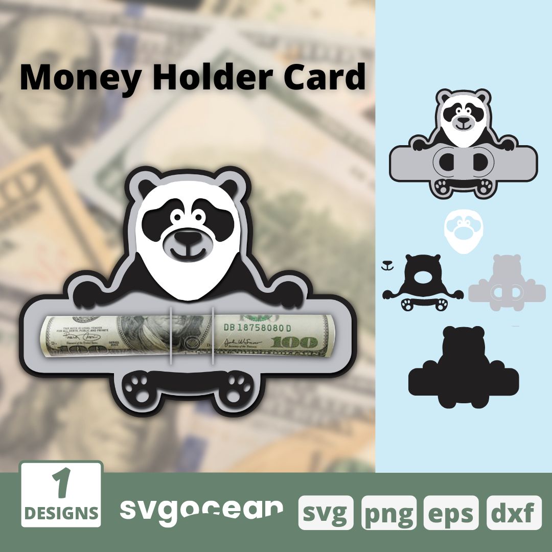 Panda Money Holder Card SVG vector for instant download - Svg Ocean ...