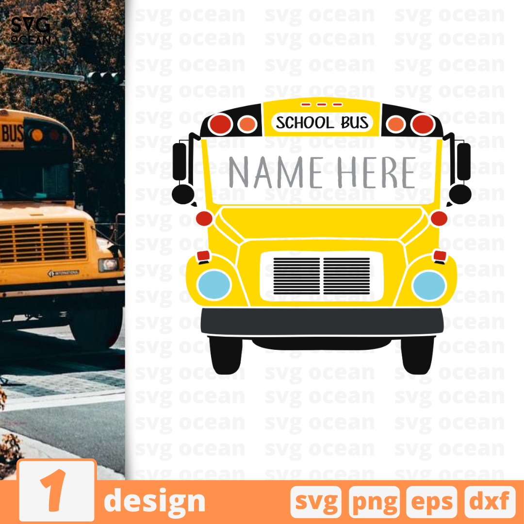 Free School bus monogram SVG Cut File - Svg Ocean — svgocean