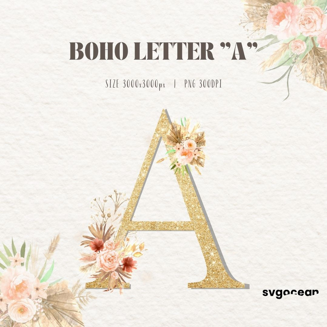 Free Boho Floral Letter A vector for instant download - Svg Ocean ...