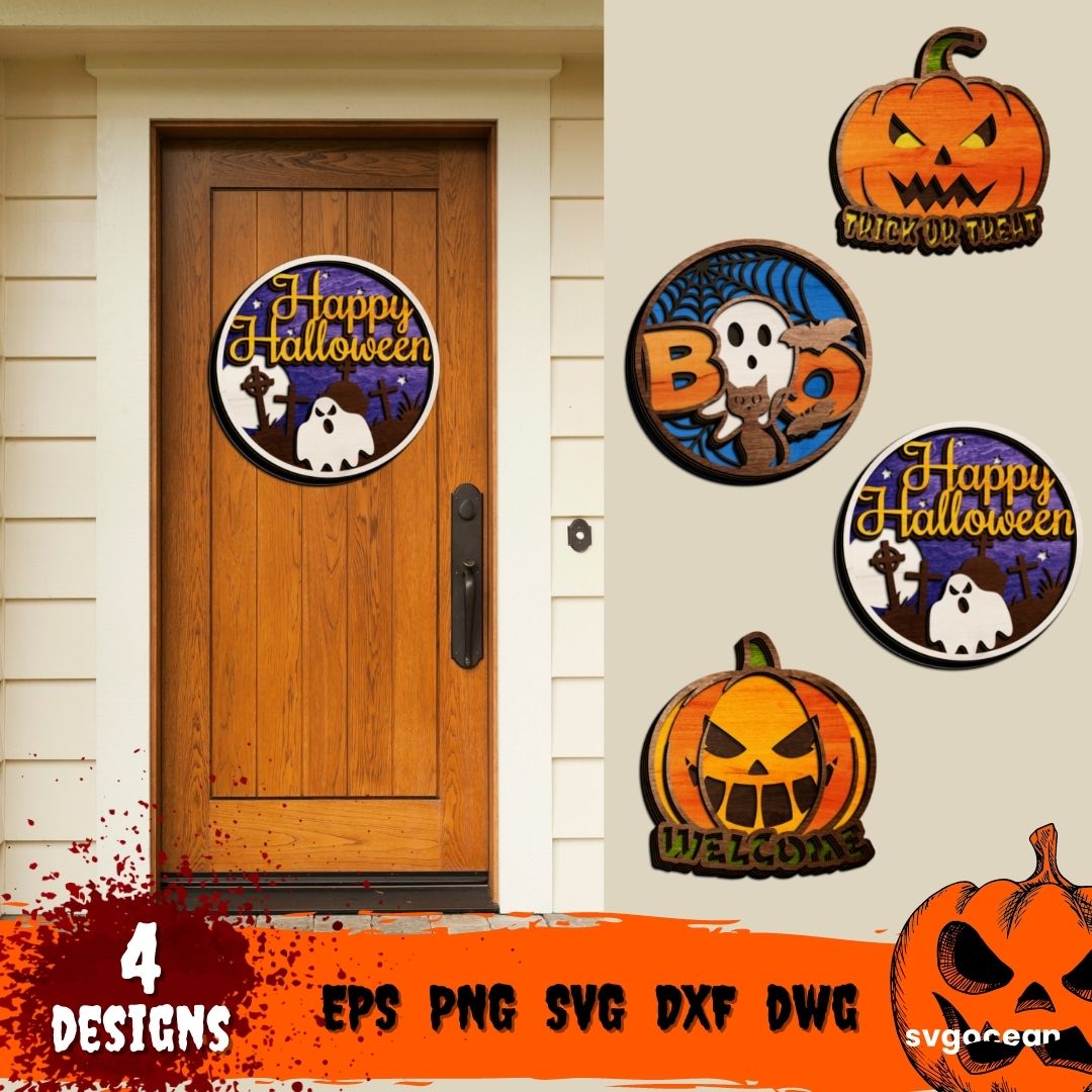 Halloween Door Sign Svg Bundle vector for instant download - Svg Ocean ...