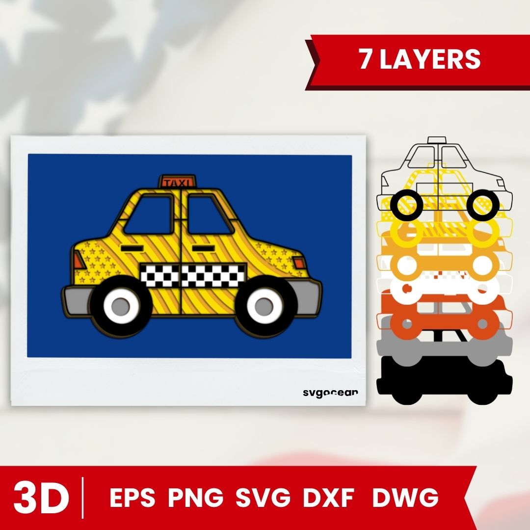 Taxi Car Layered Cut File vector for instant download - Svg Ocean ...