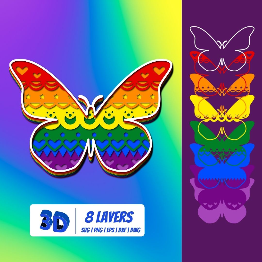 FREE 3D LGBT Butterfly SVG vector for instant download - Svg Ocean ...