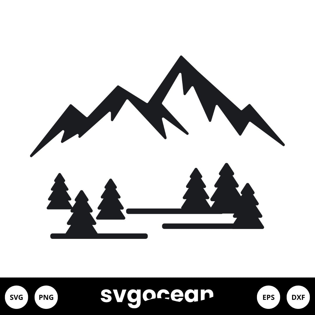 Mountain And Trees Svg vector for instant download - Svg Ocean — svgocean
