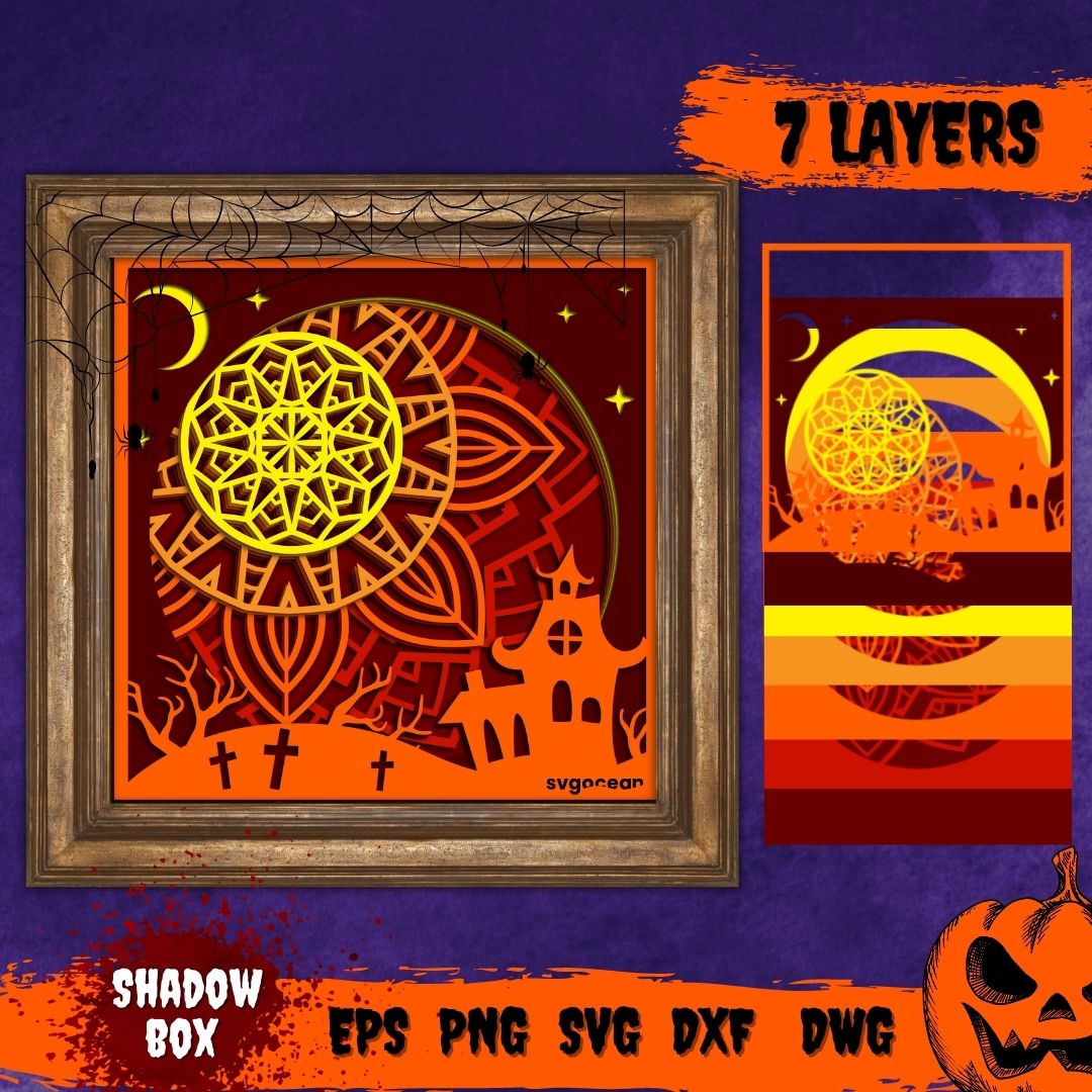 Scary House Shadow Box Svg vector for instant download - Svg Ocean ...