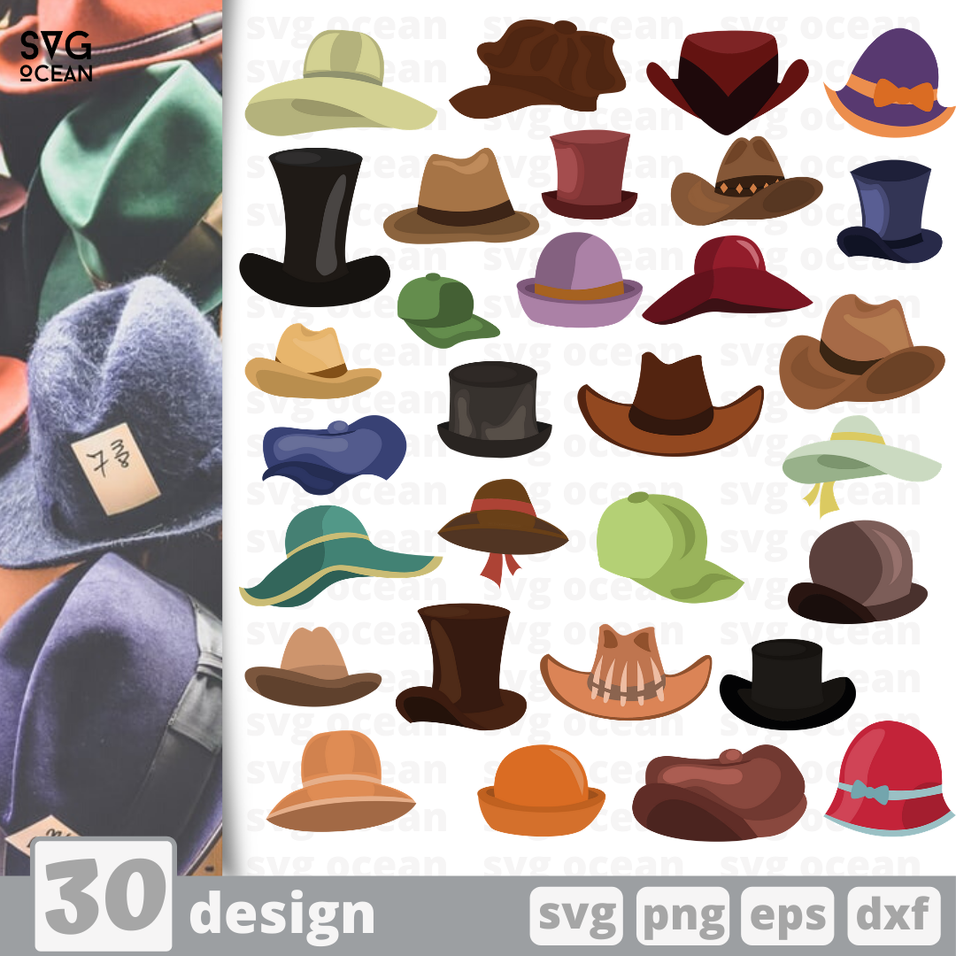 Hats SVG bundle vector for instant download - Svg Ocean — svgocean