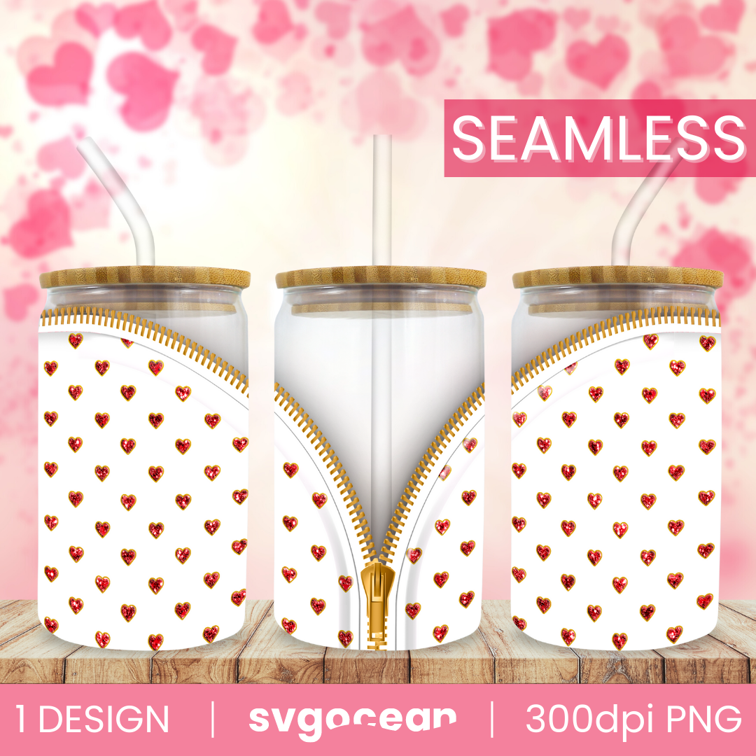 Valentines Zipper Design Glass Can Wrap Sublimation vector for instant ...