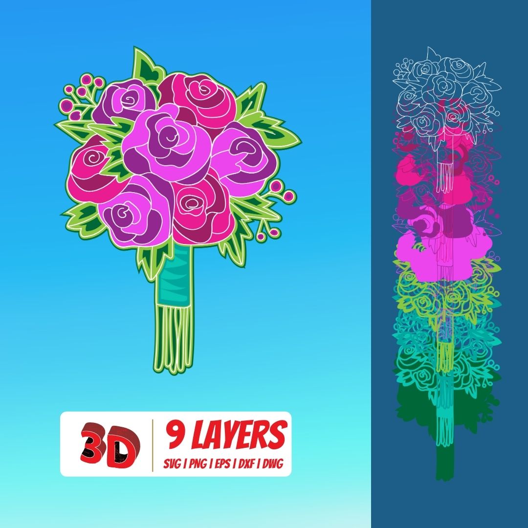 3D Bouquet 4 SVG Cut File vector for instant download - Svg Ocean ...