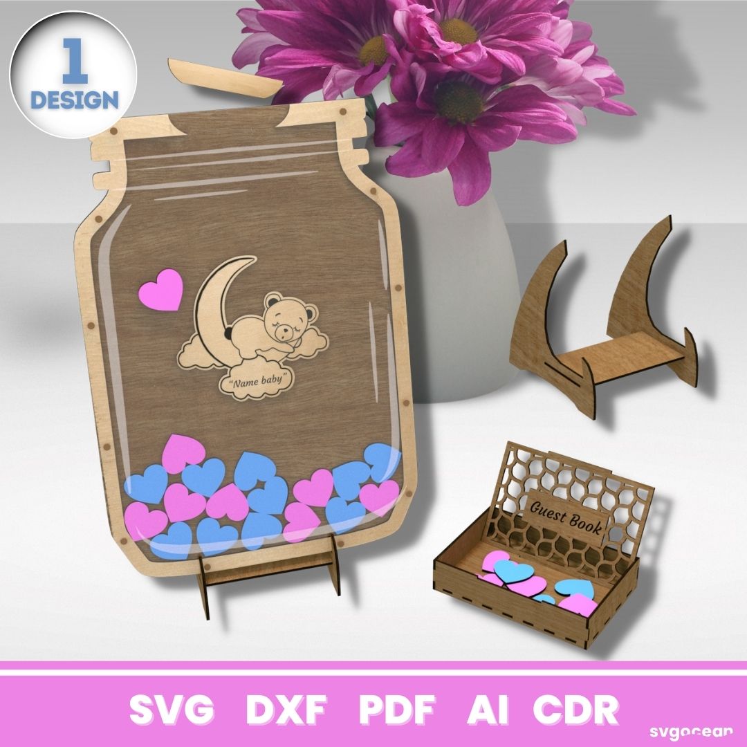Wedding Guest Book Laser Cut vector for instant download - Svg Ocean ...