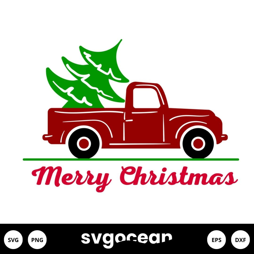 Christmas Truck With Tree Svg vector for instant download - Svg Ocean ...
