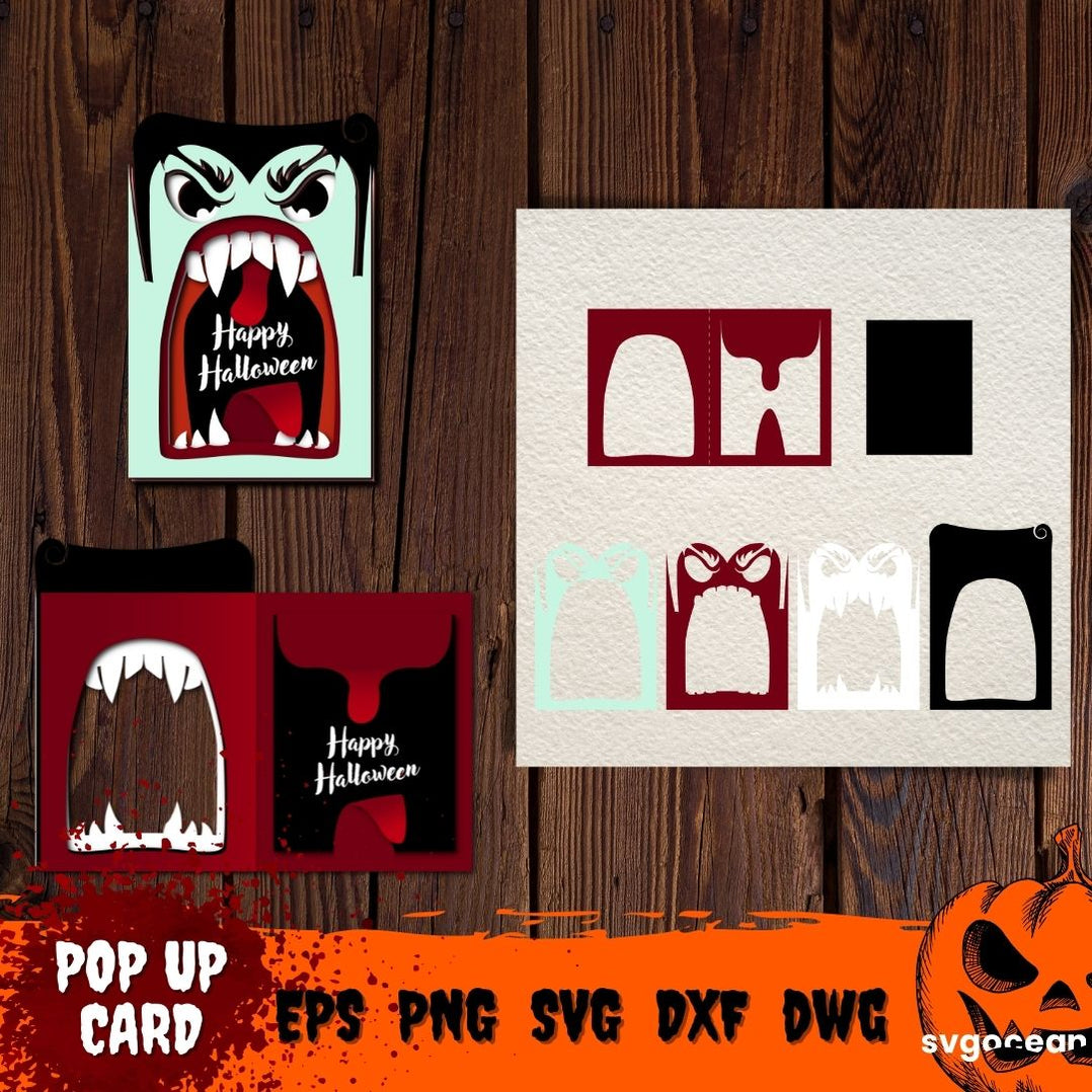 Witch Pop Up Card Template vector for instant download - Svg Ocean ...