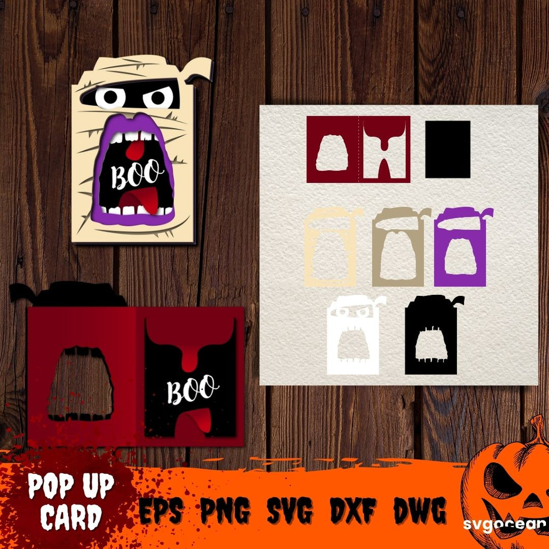 Mummy Pop Up Card Template vector for instant download - Svg Ocean ...