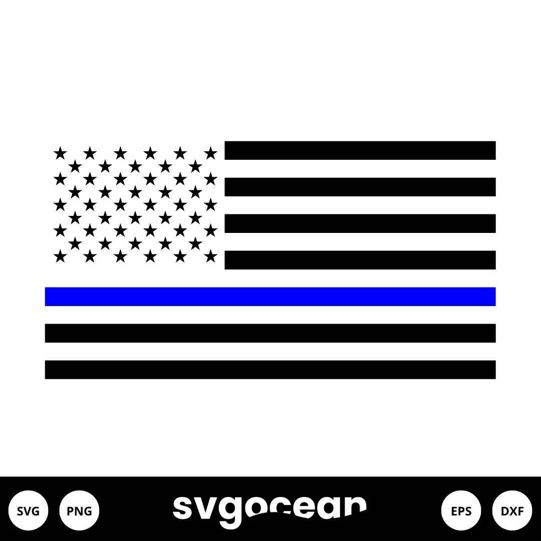 Thin Blue Line Flag SVG vector for instant download - Svg Ocean — svgocean