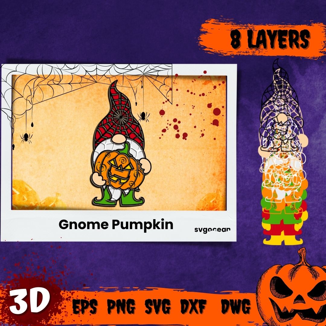 Gnome Pumpkin Layered vector for instant download - Svg Ocean — svgocean