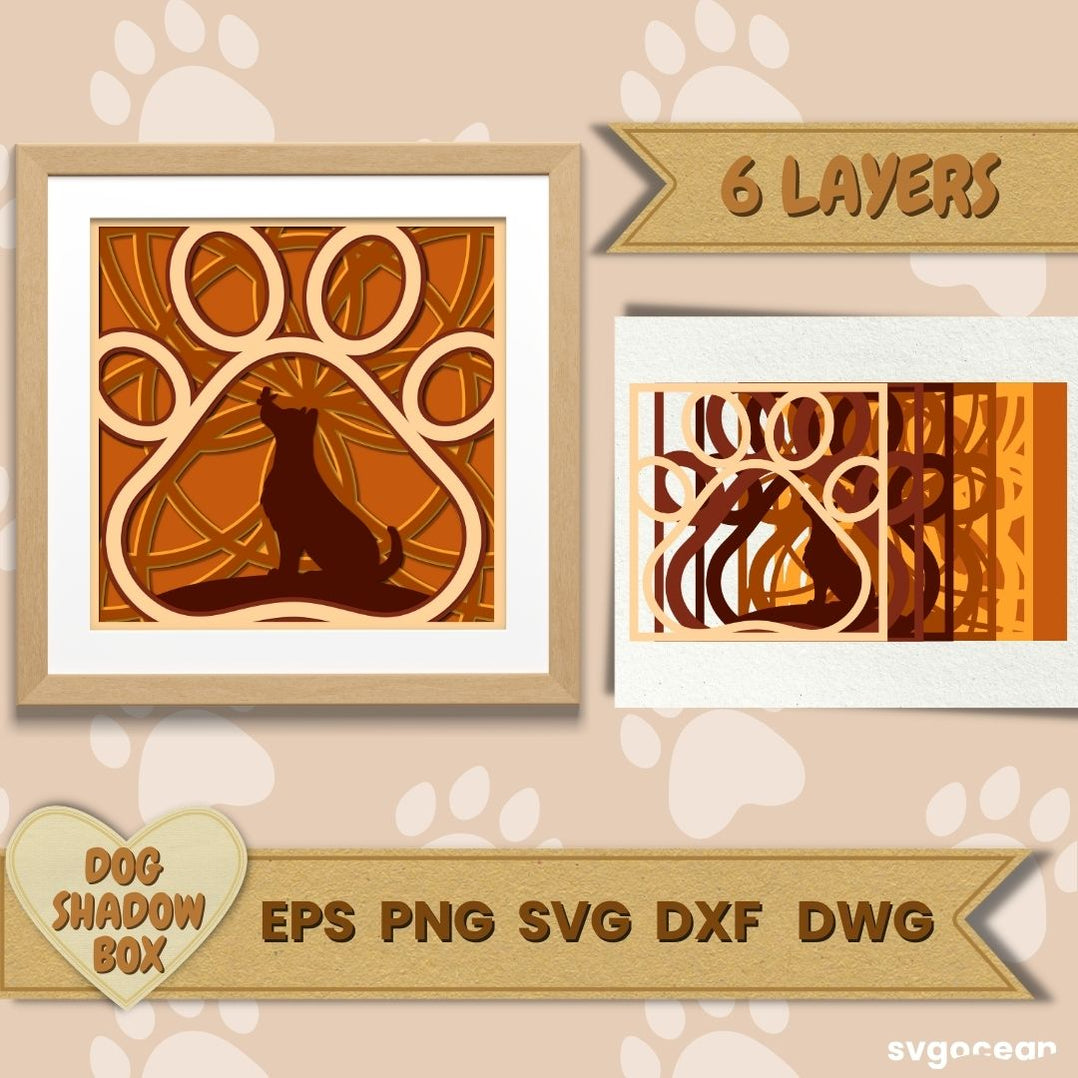 Dog Shadow Box vector for instant download - Svg Ocean — svgocean