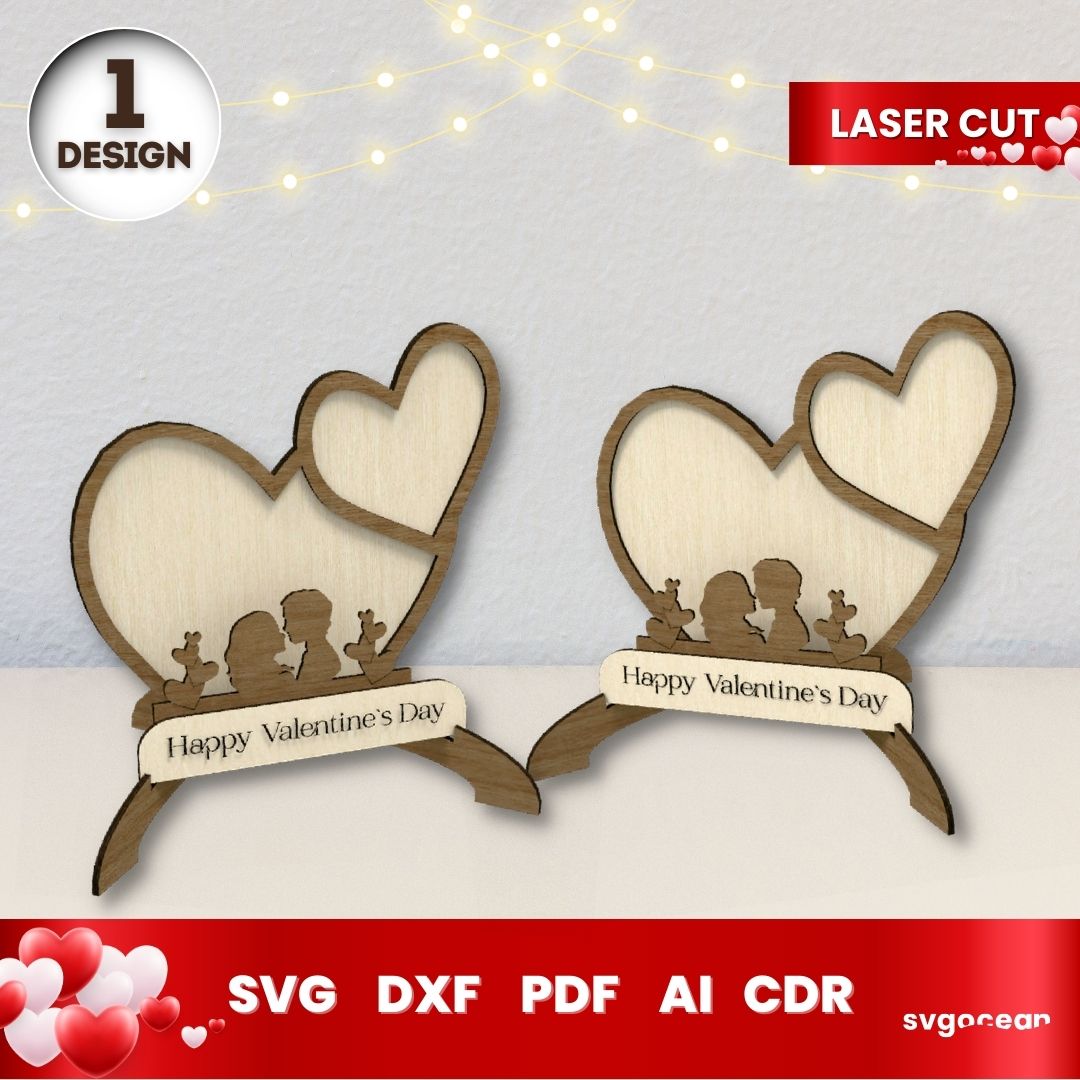 Valentines Day Photo Frame Multilayered Laser Cut File vector for ...