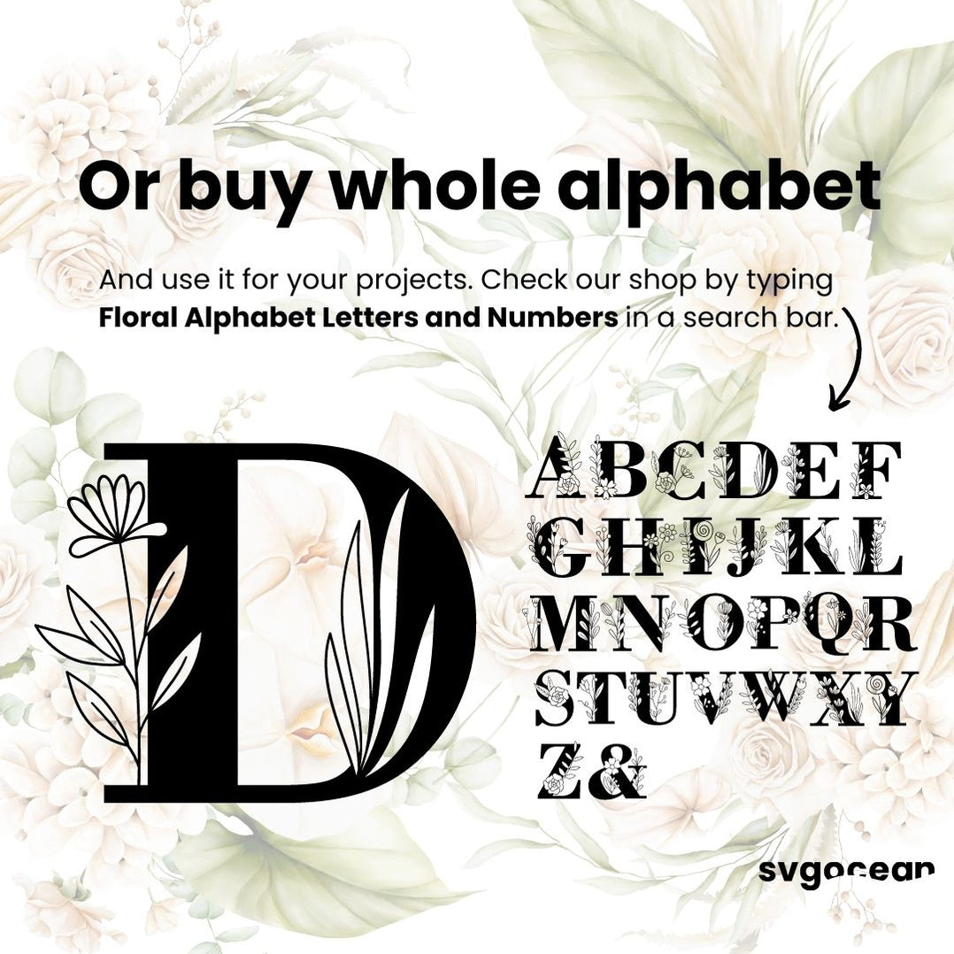 Botanical Letter D SVG vector for instant download - Svg Ocean — svgocean