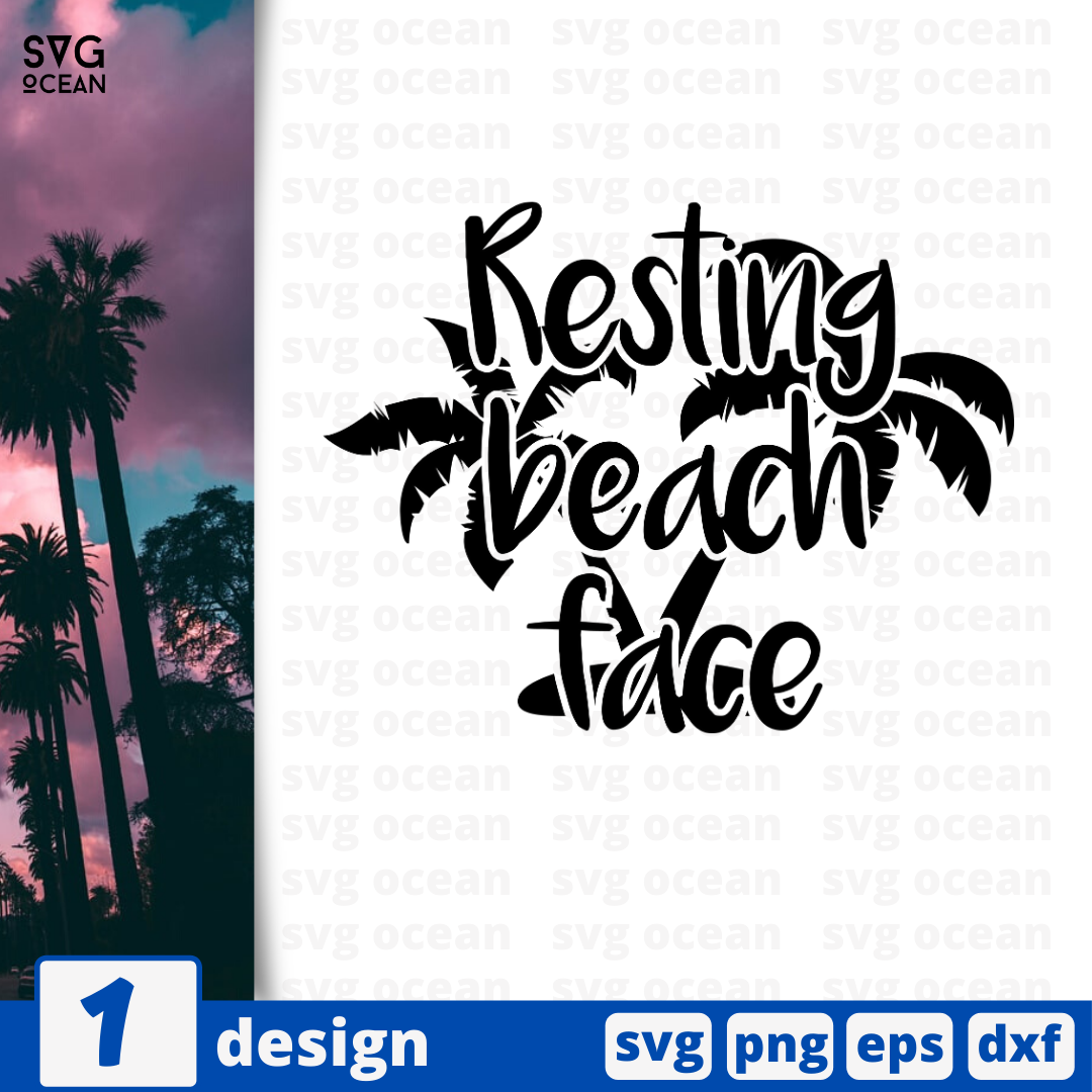 Resting beach face SVG bundle vector for instant download - Svg Ocean ...