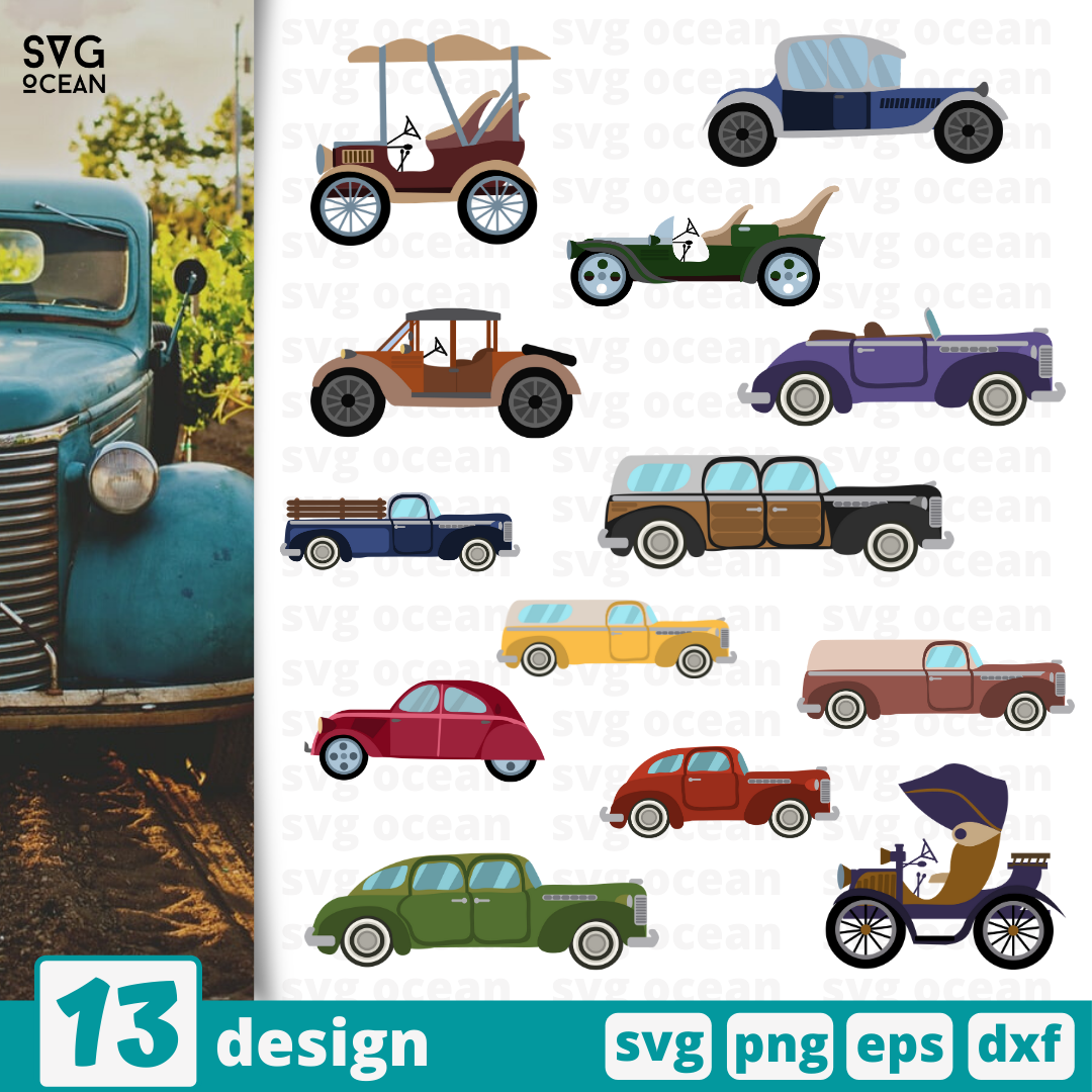 Vintage cars SVG bundle vector for instant download - Svg Ocean — svgocean