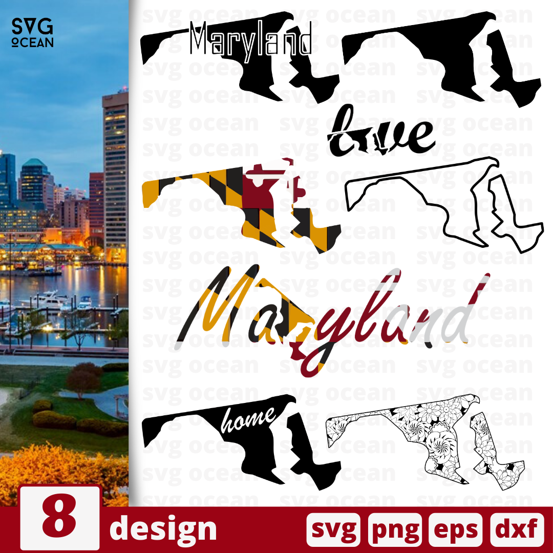 Maryland SVG bundle vector for instant download - Svg Ocean — svgocean