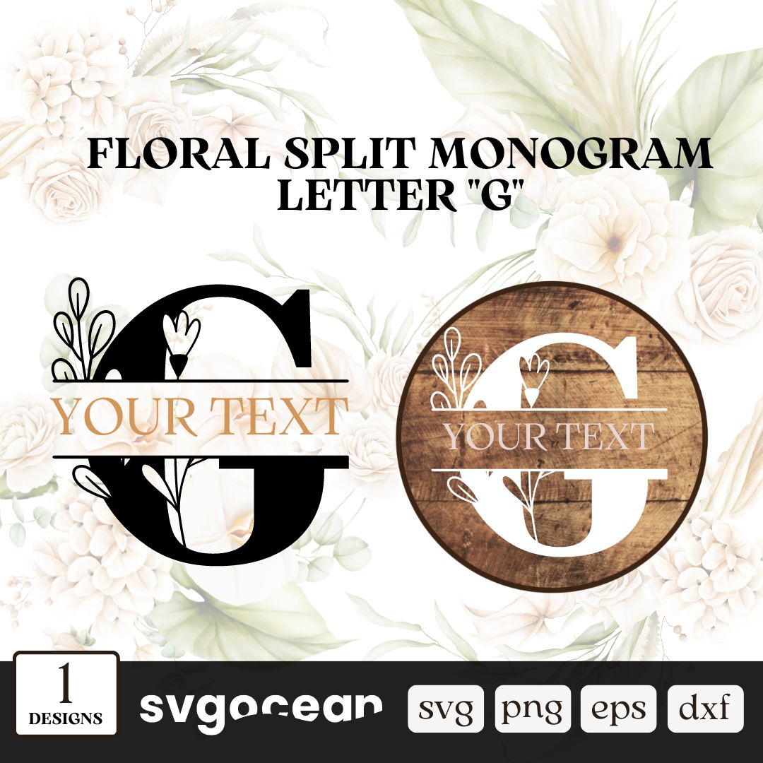 Herbal Split Monogram Letter G SVG vector for instant download - Svg ...